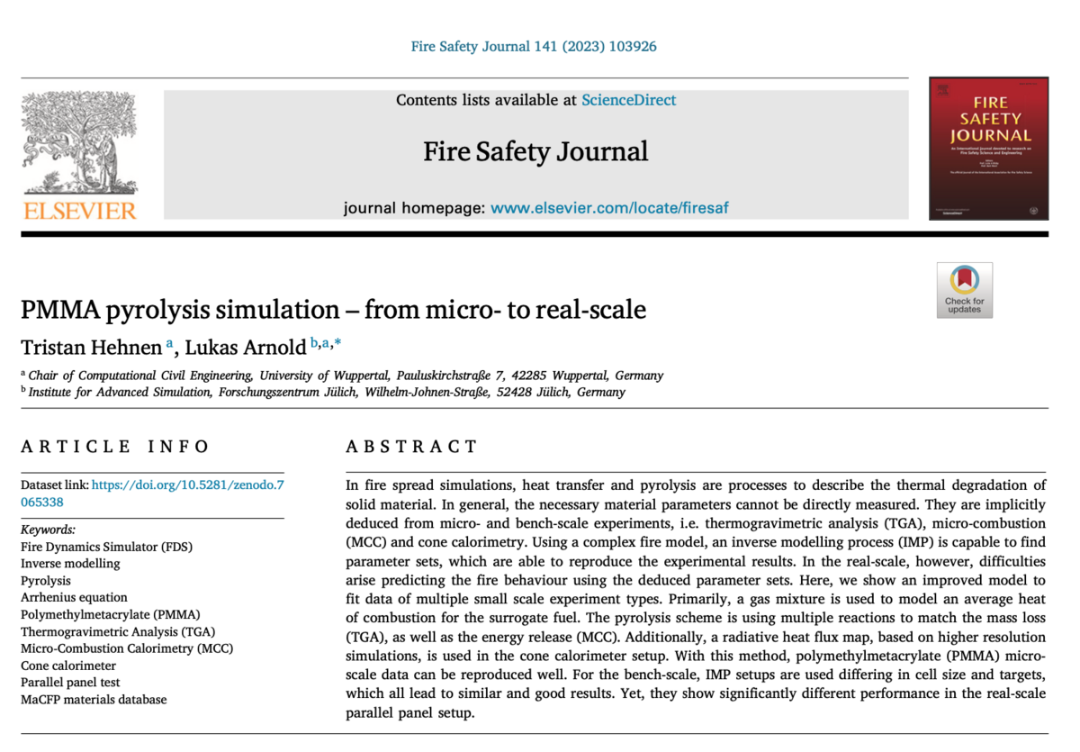 New Publication - Modelling of the PMMA Pyrolysis